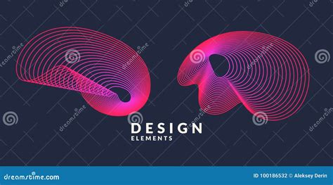 Abstract Background With Dynamic Linear Waves Vector Illustration In Flat Style Stock Vector