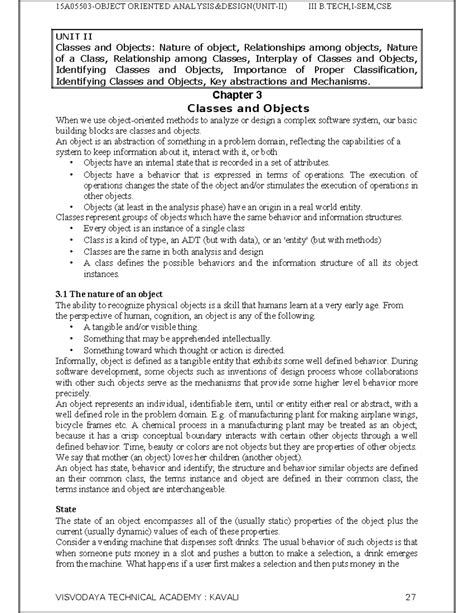 Unit Ii Ooad Classes And Objects Overview And Key Concepts Studocu