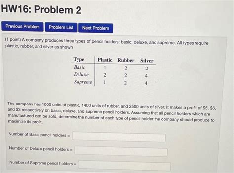 Solved Hw16 Problem 2 Previous Problem Problem List Next