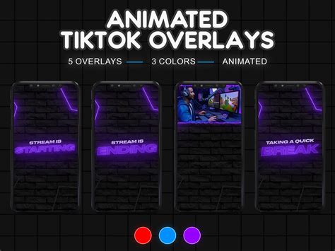 Animated Stream Overlays Tiktok Streaming Overlay Pack Vertical Designs Neon Stream Design Pack