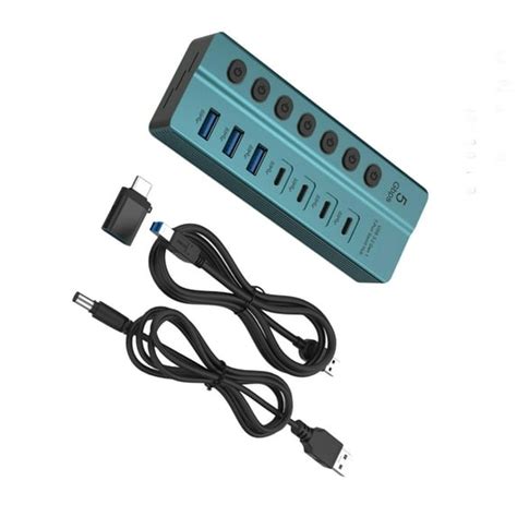 Usb Splitter 7 Port Usb Data Splitter With Individual Switches Power Adapter Usb Extension