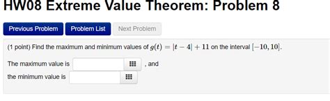 Solved Hw08 Extreme Value Theorem Problem 8 1 Point Find