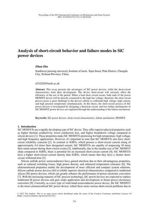 PDF Analysis Of Short Circuit Behavior And Failure Modes In SiC Power Devices