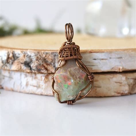 Ethiopian Opal Necklace Raw Opal Necklace 14th Anniversary T