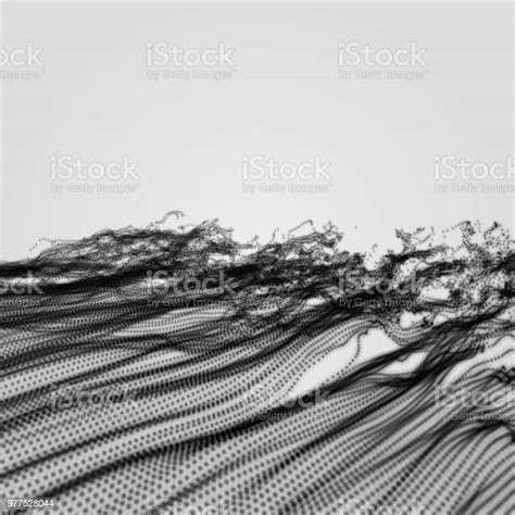 웨이브 배경입니다 그리드 리플 추상적인 벡터 일러스트입니다 3d 기술 스타일입니다 도트 그림입니다 입자를 가진 네트워크 디자인입니다 3차원 형태에 대한 스톡 벡터 아트 및