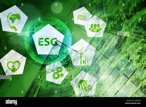 Esg Concept On Green Background Environmental Social Governance Stock