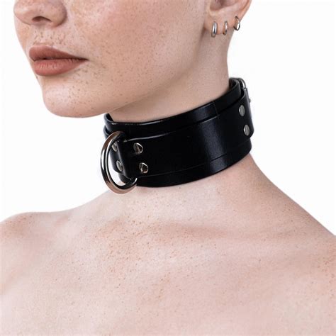 Bdsm Leather Collar Slave Collar Submissive Collar Black Genuine