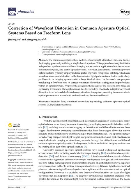 Pdf Correction Of Wavefront Distortion In Common Aperture Optical