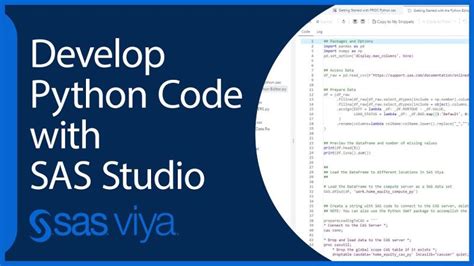 Use Python Code In Sas Studio Sas Viya Quick Start Tutorial Eyal Gonen
