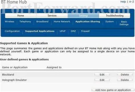 BT Home Hub Router Port Forwarding