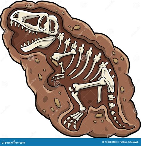 Cartoon T Rex Dinosaur Fossil Stock Vector Illustration Of Graphic Dead 138788400