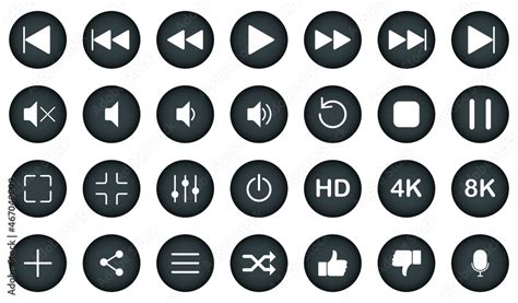 Video Media Player Vector Buttons Icon Set Multimedia Music Audio Controls Media Pause