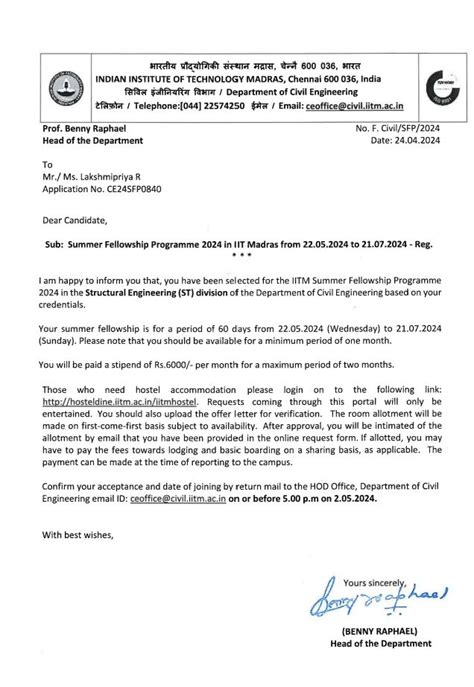 Selected For Iit Madras Internship Lakshmipriya Raj Posted On The Topic Linkedin