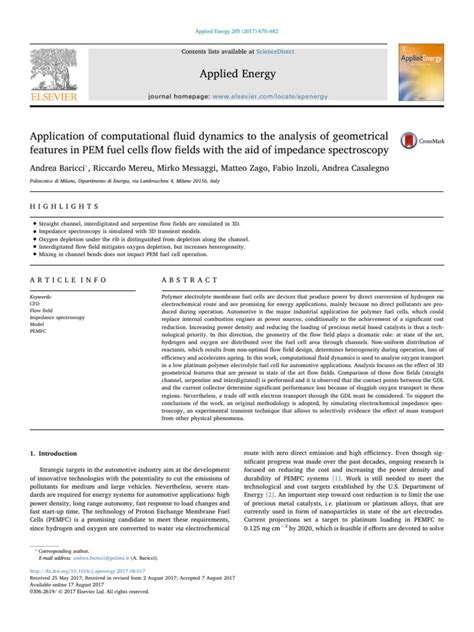 Application Of Computational Fluid Dynamics To The Analysis Of Geometrical Features In Pem Fuel