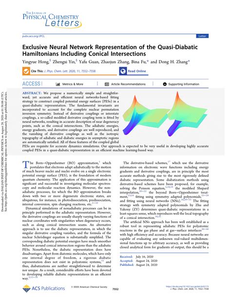 Pdf Exclusive Neural Network Representation Of The Quasi Diabatic