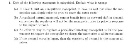 solved 1 each of the following statements is misguided