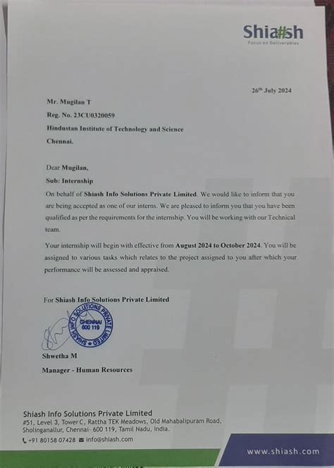 mugilan thennarasu on linkedin shiashinfosolution shiash internship offerletter