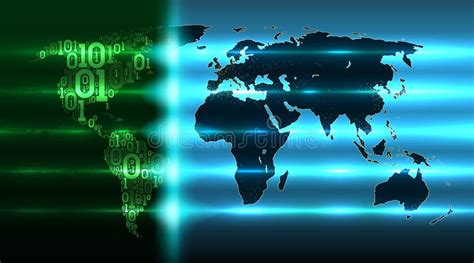 World Map Of The Earth From A Binary Code With A Background Of Abstract