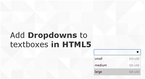 How To Add Dropdowns To Textboxes In Html5