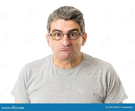 Portrait Of 40s Weird And Nerd Man On Glasses In Ridiculous Sill Stock Image Image Of Portrait