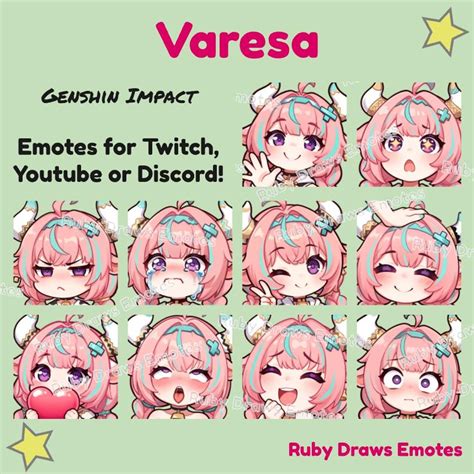 Varesa Genshin Impact Chibi Style Emotes For Twitch Youtube Discord