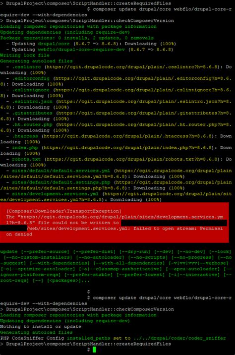 composer appears to have failed part way through d8 6 8 update how