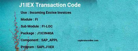 J IEX SAP Tcode For Incoming Excise Invoices