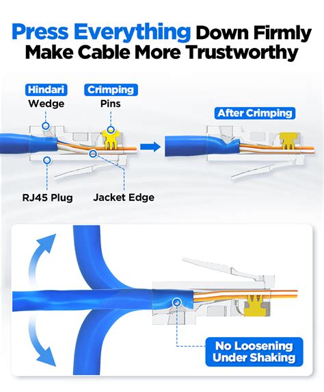 Ampcom Cat6 Rj45 Connector Plug Pass Through Utp Modular Plug 3μ Gold Plated 8p8c Crimp End For