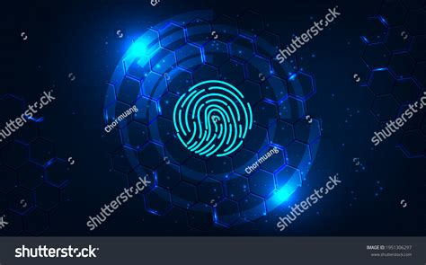 Cyber Security Fingerprint Scanning System Conceptfingerprint Stock Vector Royalty Free