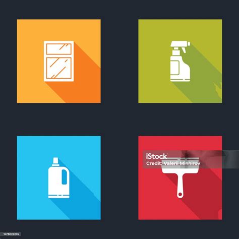 창문 청소 서비스 세제 액체가 담긴 스프레이 병 섬유 유연제 및 고무 클리너 아이콘을 설정합니다 벡터 가사 집안일에 대한 스톡 벡터 아트 및 기타 이미지 Istock