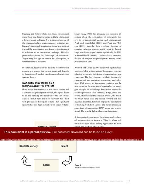 Adaptive Approach To Managing Innovation A Practical Guide For