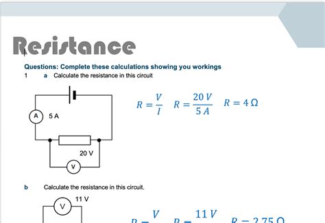Potential Difference And Resistance Teaching Resources
