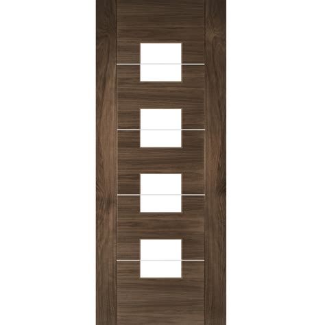 Internal Pre Finished Walnut Valencia Clear Glazed Door Atlantic Timber
