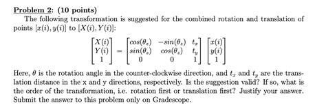 solved problem 2 10 ﻿points the following transformation