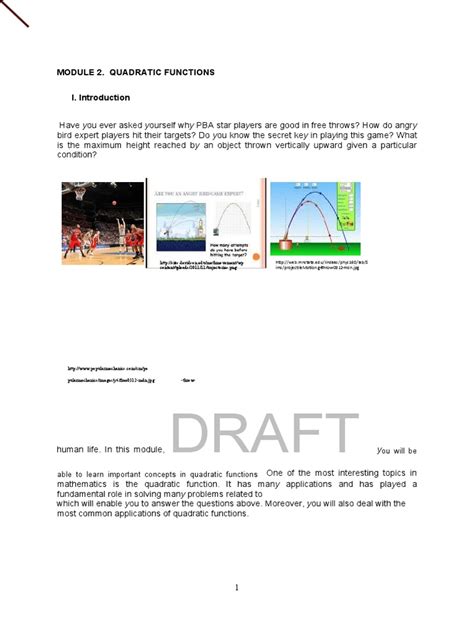Module 2 Quadratic Functions An Introduction To Modeling Real Life