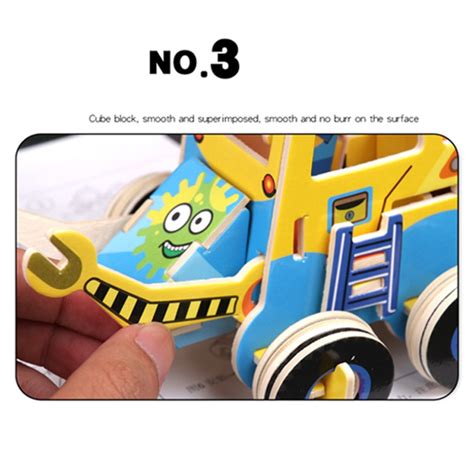 3 Pcs 512 어린이 나무 조립 자동차 공학 차량 굴삭기 조립 장난감 굴삭기