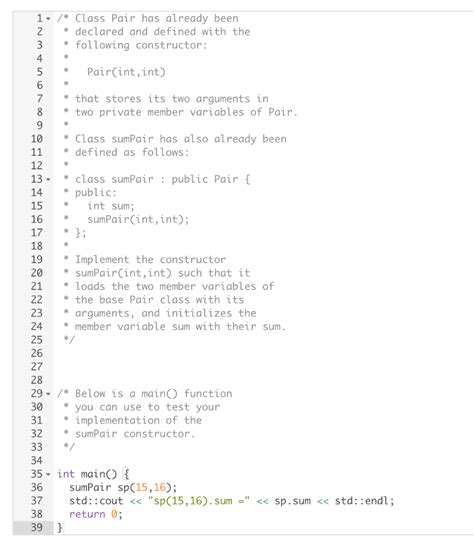 Solved A Base Class Pair Contains A Single Constructor