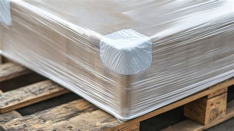 Securely Shrinkwrapped Package With Corner Protection On Sturdy Wooden