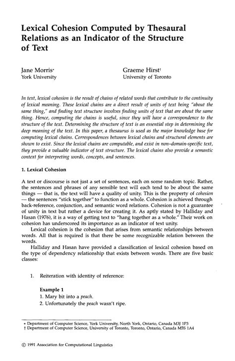pdf lexical cohesion computed by thesaural relations as an indicator