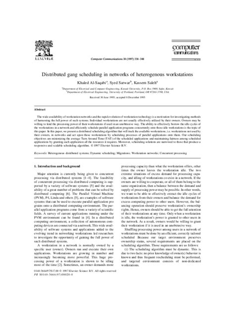 Pdf Distributed Gang Scheduling In Networks Of Heterogenous Workstations