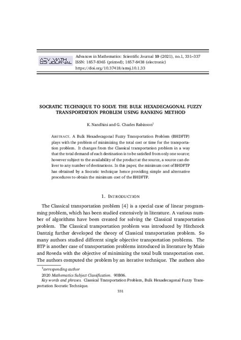 Pdf Socratic Technique To Solve The Bulk Hexadecagonal Fuzzy Transportation Problem Using