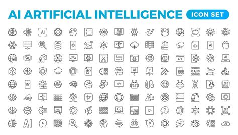 Set Of Ai Artificial Intelligence Icon Set Vector Collection Ai Essentials Line Icon Collection