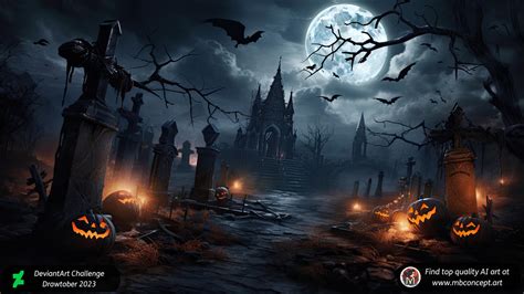 Halloween Graveyard 3d Illustration 1 Mb By Megabyteconcept On
