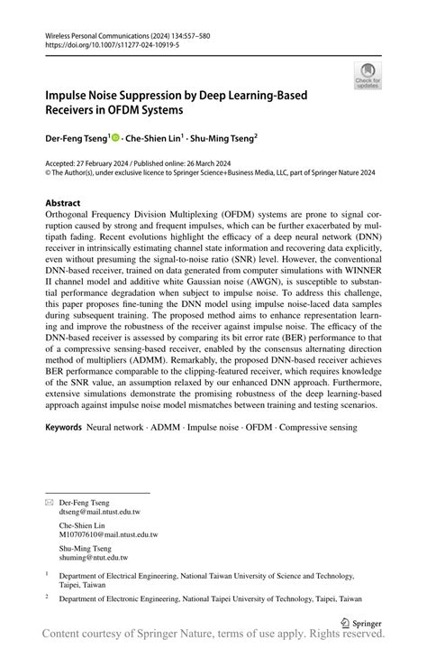 Impulse Noise Suppression By Deep Learning Based Receivers In Ofdm
