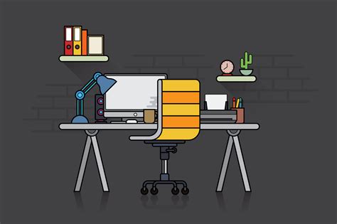 Free Flat Design Workspace Illustration