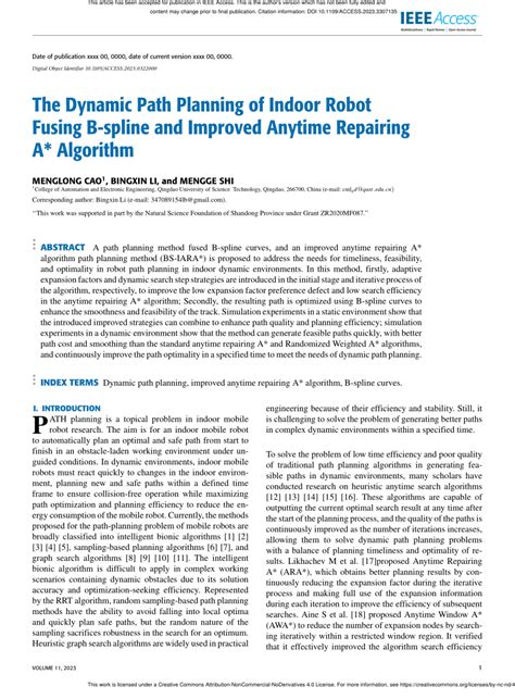 pdf the dynamic path planning of indoor robot fusing b spline and