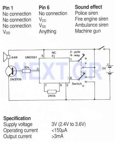 Sound Effects Generator Um3561 Signal Processing Circuit Diagram