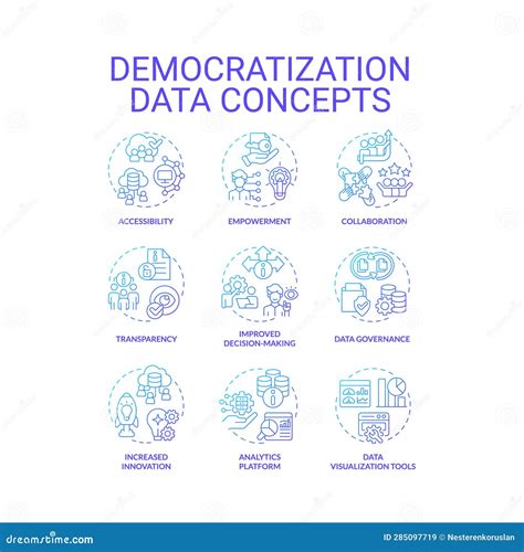2d Data Democratization Concept Linear Icon Vector Illustration