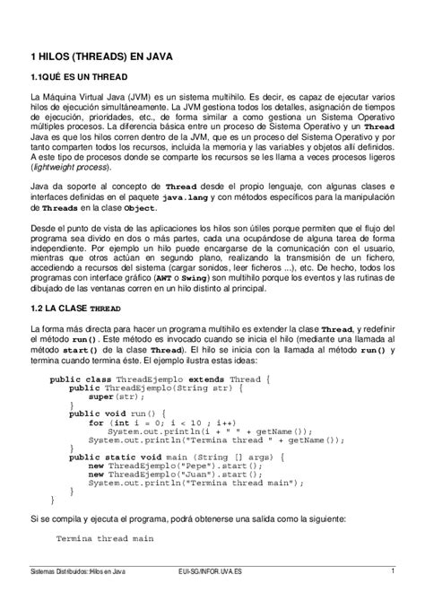 Pdf Sistemas Distribuidoshilos En Java 1 Hilos Threads En Java 1
