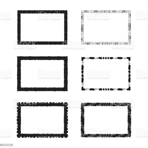 거친 그런 지 일본 사각형 프레임 집합입니다 잉크 찢어진된 상자입니다 벡터는 일러스트 레이 션 고립 거친에 대한 스톡 벡터 아트